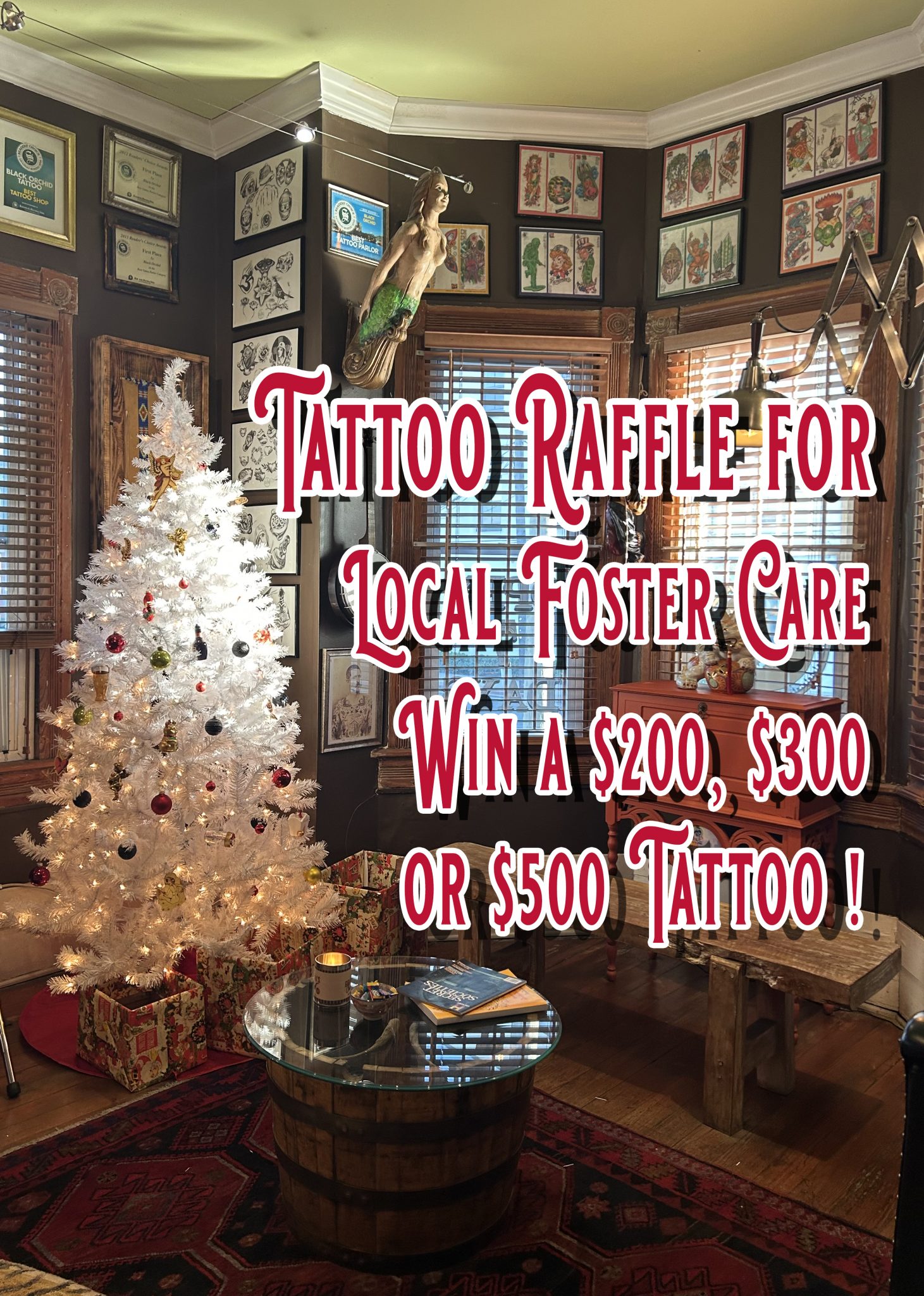 Tattoo Raffle For Local Foster Care - Black Orchid Tattoo